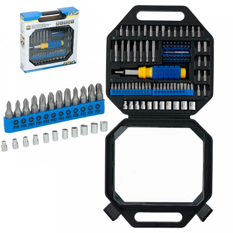 Set of heads and trinquet, dice and tips of 99 pieces | Brontools ...